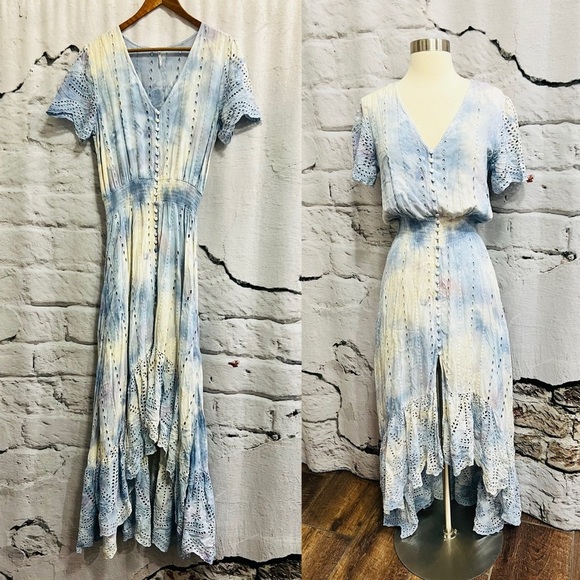 Young Fabulous & Broke | Dresses | Young Fabulous Broke Costa Pastel Tie Dye Eyelet Ruffle High ...